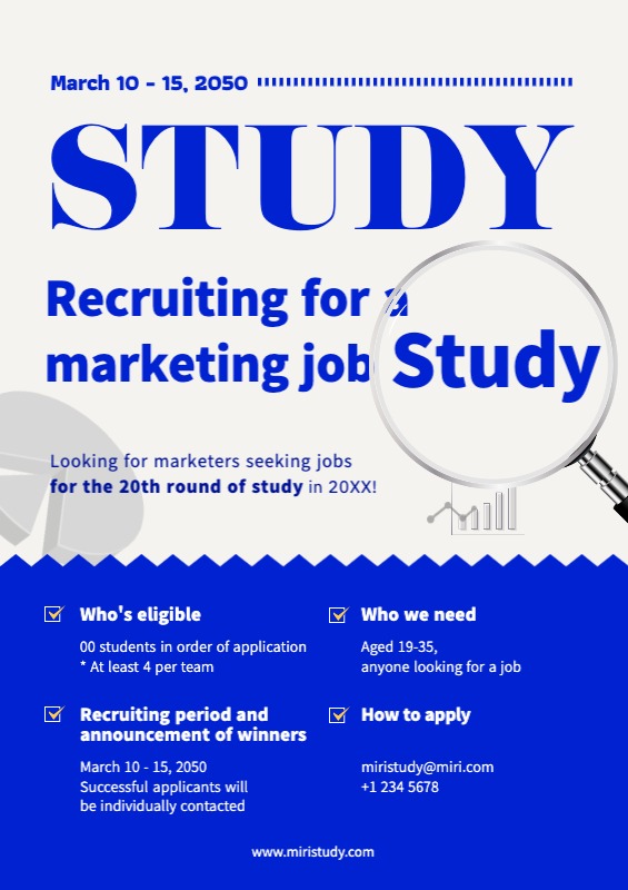 Modern work-study job postings in blue - 미리캔버스