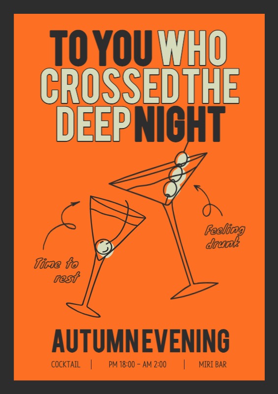 Promote a unique fall tavern in orange and black - MiriCanvas