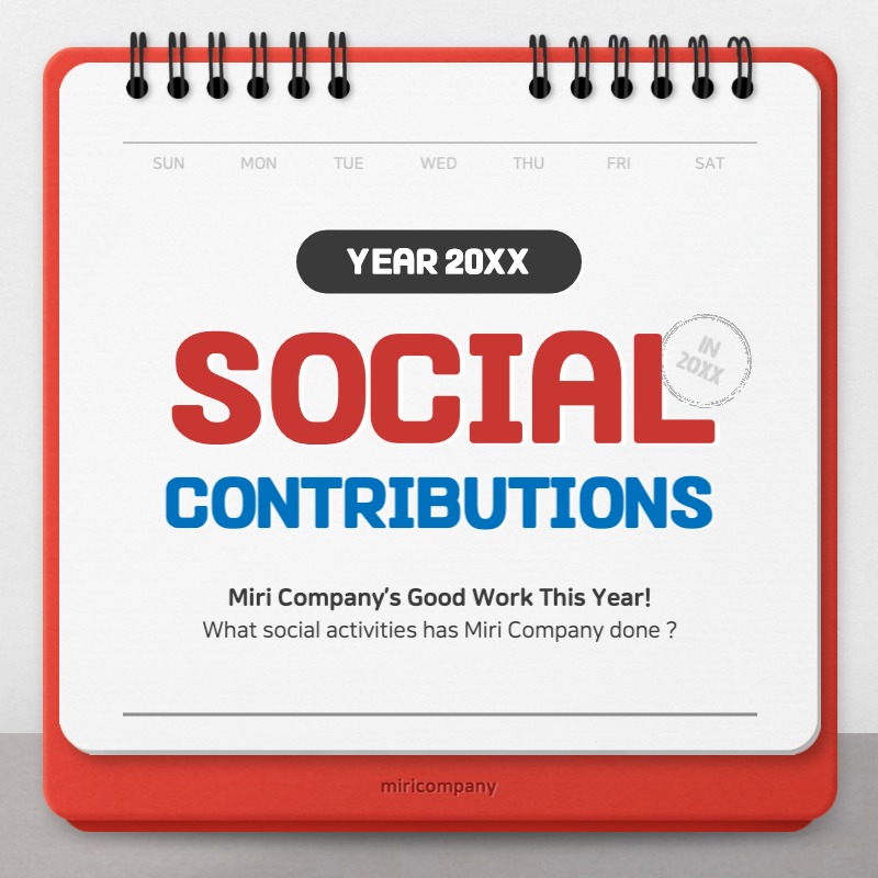 Promote corporate social responsibility with a red and blue calendar ...