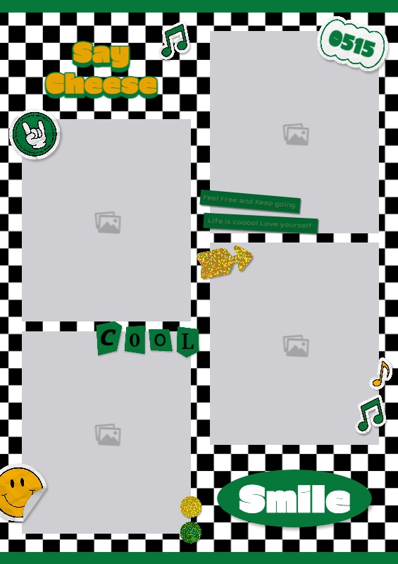 Kitschy sticker-inspired headshot frame in green and yellow - MiriCanvas