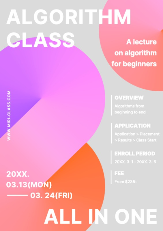 Application for Purple and Orange Gradation Algorithm Class - 미리캔버스