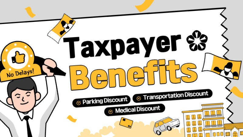 Model taxpayer benefit guide with yellow black outline receipt ...