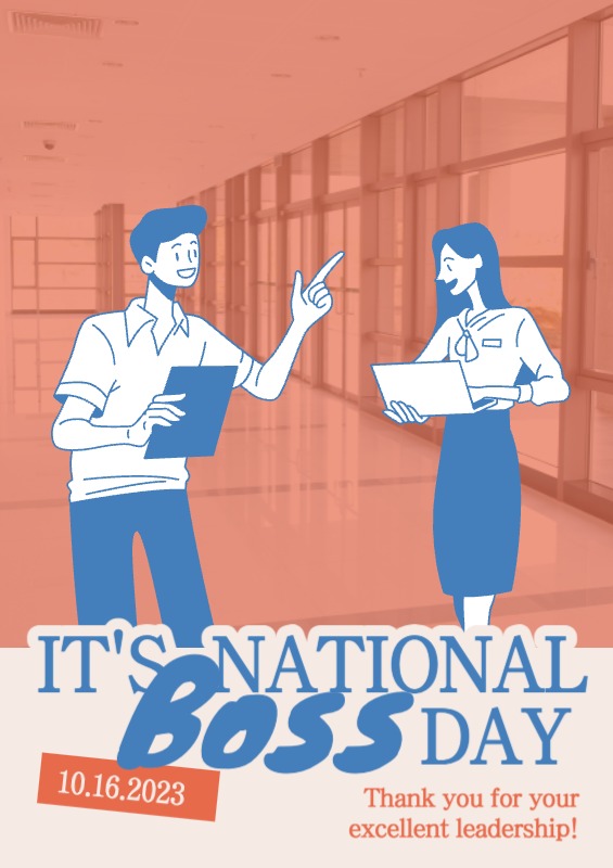 Red and blue simple Boss Day advertisement - MiriCanvas