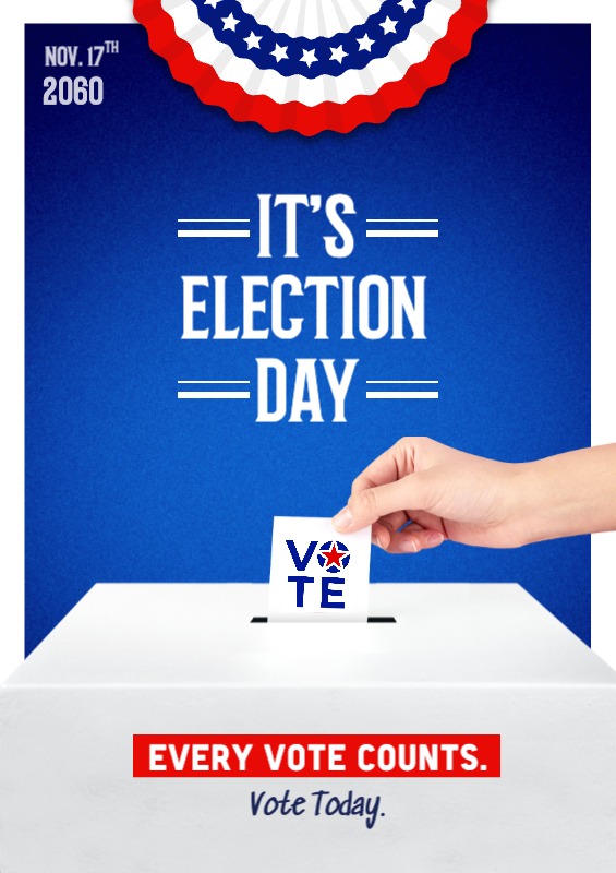 Blue and white simple Election Day advertisement - MiriCanvas