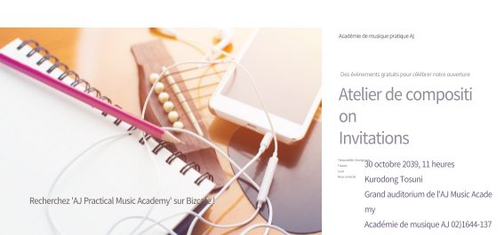 Invitation à l'atelier d'écriture de chansons Billets - MiriCanvas