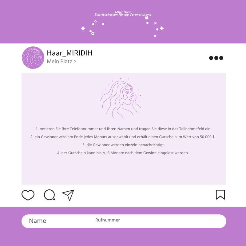 lila Instagram niedlich Coupon Schönheitssalon Reiskuchen Nachricht ...