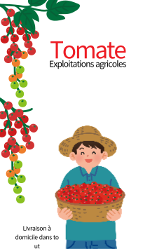 Illustration en rouge d'une ferme de fruits et légumes - 미리캔버스