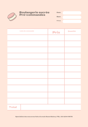 Icône rose formulaire de commande de restaurant - 미리캔버스