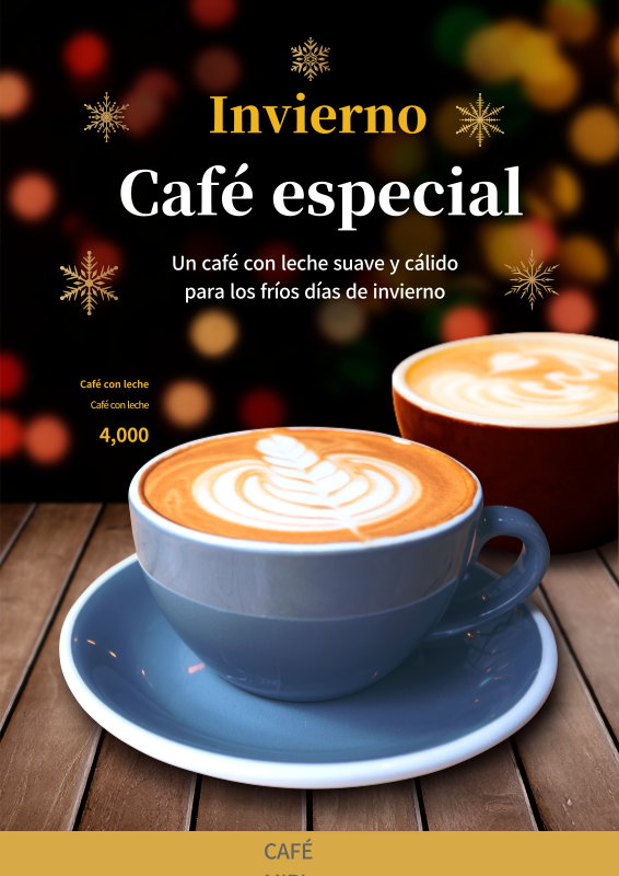 Negro foto invierno especial café café menú anuncio - MiriCanvas