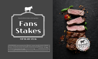 Gray icon photo highlighted food steak detail label - 미리캔버스