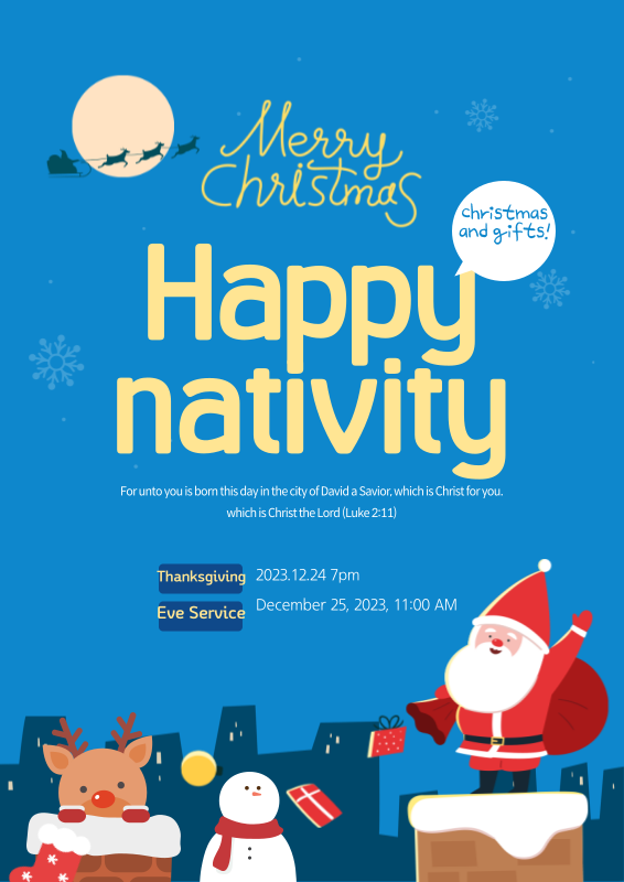 Vertical blue and yellow nativity web poster - 미리캔버스