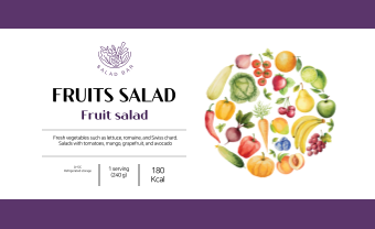 Purple Illustrated Salad Food Label - MiriCanvas