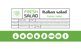 Lime green illustrated salad food label - 미리캔버스