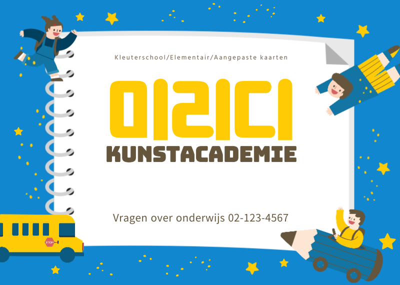Blauw Geel Karakter Illustratie Kunst School Promotie - 미리캔버스
