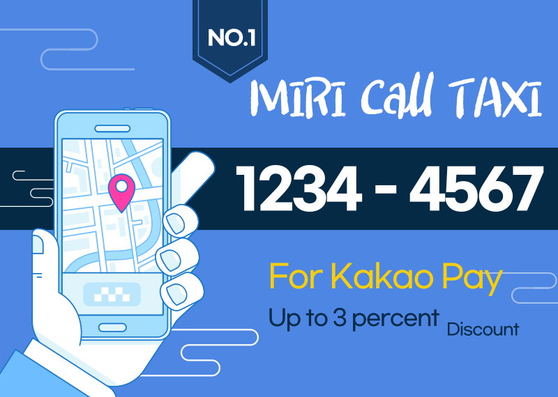 Blue Line Illustration Call Taxi Promotion - MiriCanvas