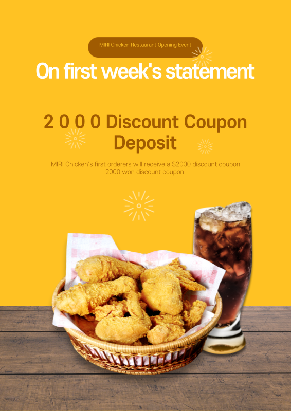 Yellow poster with first order discount - MiriCanvas