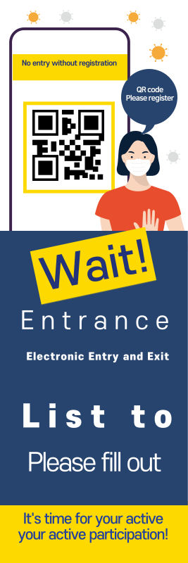 Blue and yellow illustrated clean coronavirus sign-in labels - MiriCanvas