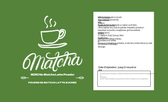 Étiquette illustrée de poudre de matcha latte vert lime - MiriCanvas