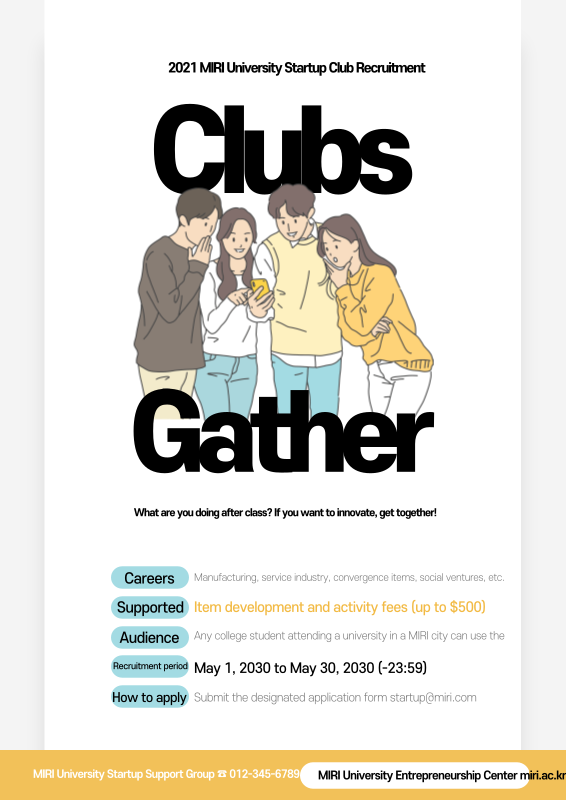 A clean white and black college club recruitment announcement - MiriCanvas