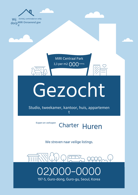 Lichtblauw onroerend goed te koop - MiriCanvas