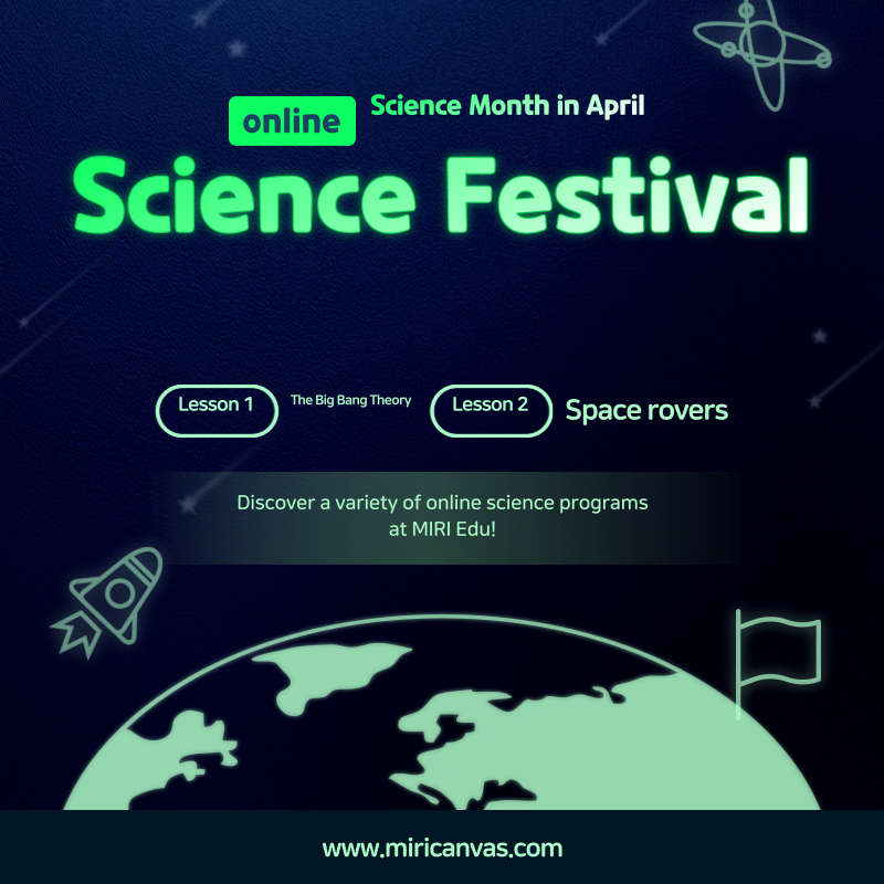 A guide to science festivals with a neon-colored universe concept ...