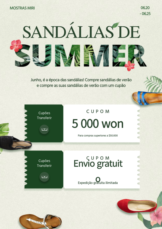 Evento Summer Sandals com um toque verde havaiano - MiriCanvas