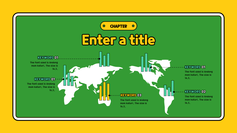 Cute yellow and green world map MAP infographic - MiriCanvas