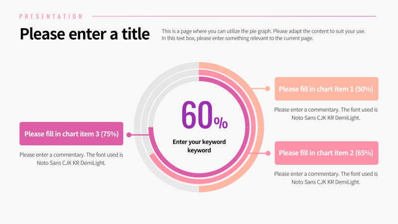 Itemized pie chart with pink gradient - MiriCanvas