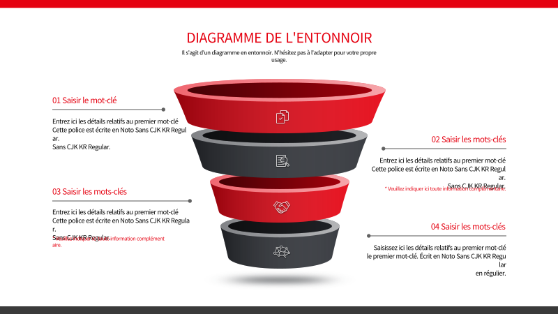 Diagramme en entonnoir tridimensionnel en noir et rouge - 미리캔버스
