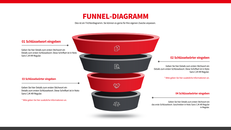 Dreidimensionales Trichterdiagramm in Schwarz und Rot - MiriCanvas