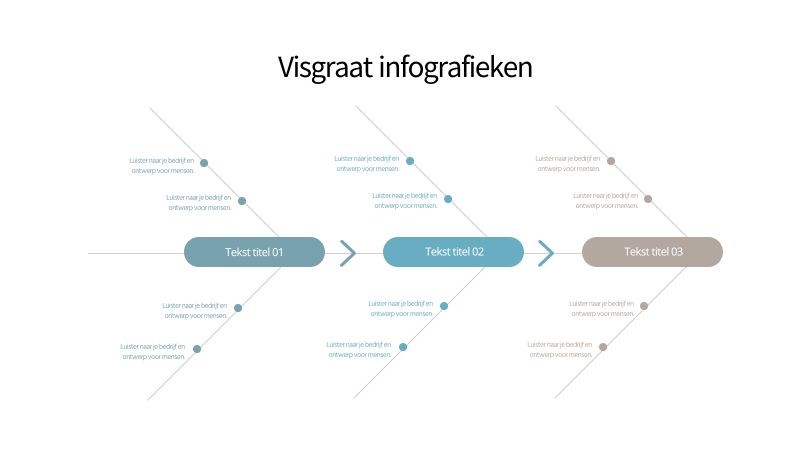 Eenvoudige zakelijke visgraat infographic in lichtblauw en bruin ...