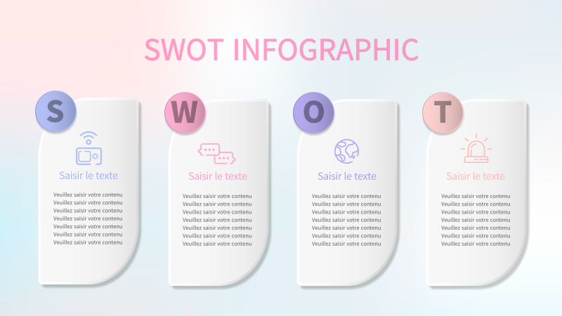Une analyse SWOT pastel en rose et violet - MiriCanvas