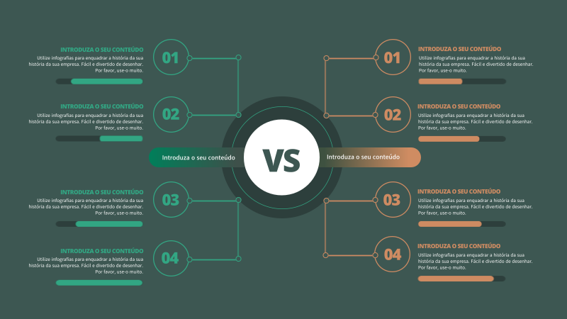 Infografia de comparação do panorama competitivo em verde e castanho ...