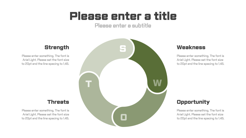 SWOT chart in green with a simple concept - MiriCanvas