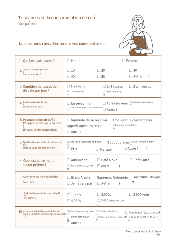 Enquête sur les tendances de la consommation de café Modèle de ...