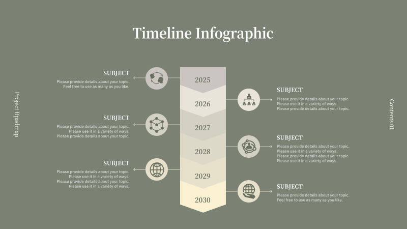 Timeline with gray-beige icons - MiriCanvas