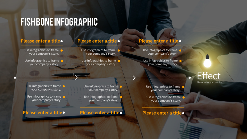 Simple business fishbone infographic in orange - MiriCanvas