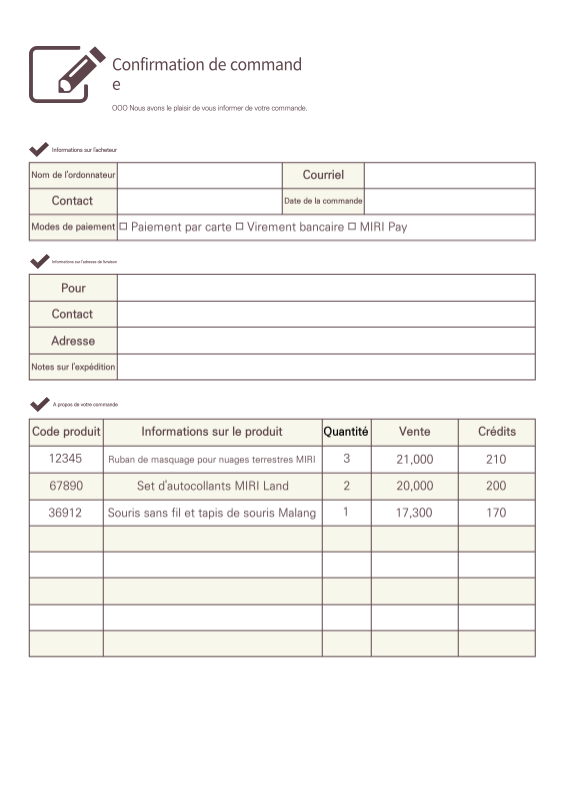Documents de confirmation de commande propres, bruns et jaunes - MiriCanvas