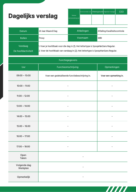 Een eenvoudig zwart en groen dagelijks verslag - MiriCanvas