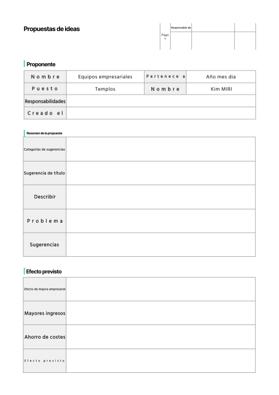 Formato básico del documento de propuesta de idea - MiriCanvas