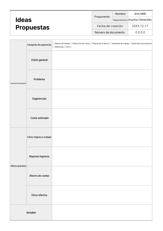 Formato básico del documento de propuesta de idea - MiriCanvas