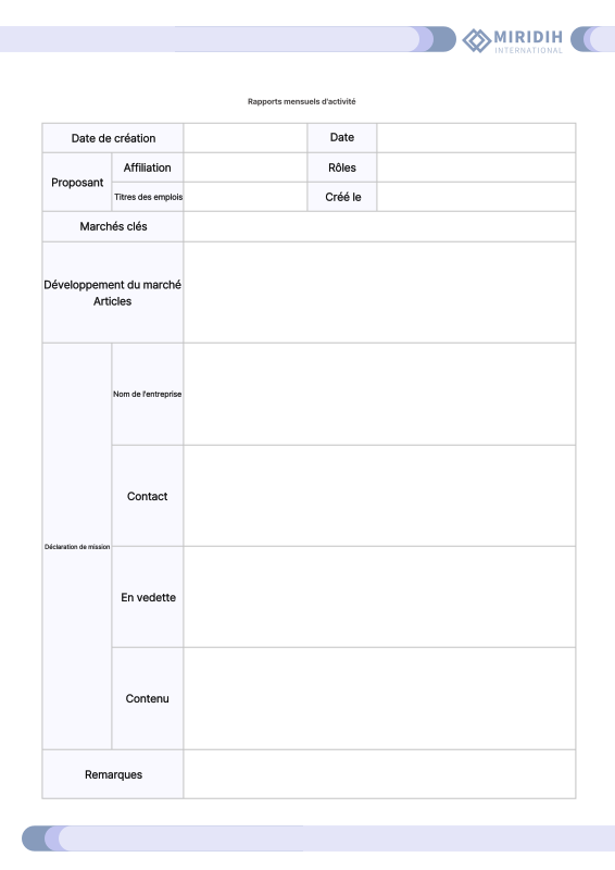 Modèle de rapport mensuel d'activité mauve par défaut - MiriCanvas