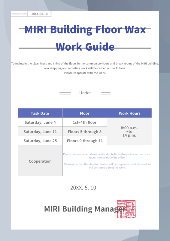Clean gray floor wax work instructions - MiriCanvas