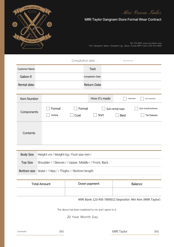 Formal black and brown dress contract - MiriCanvas