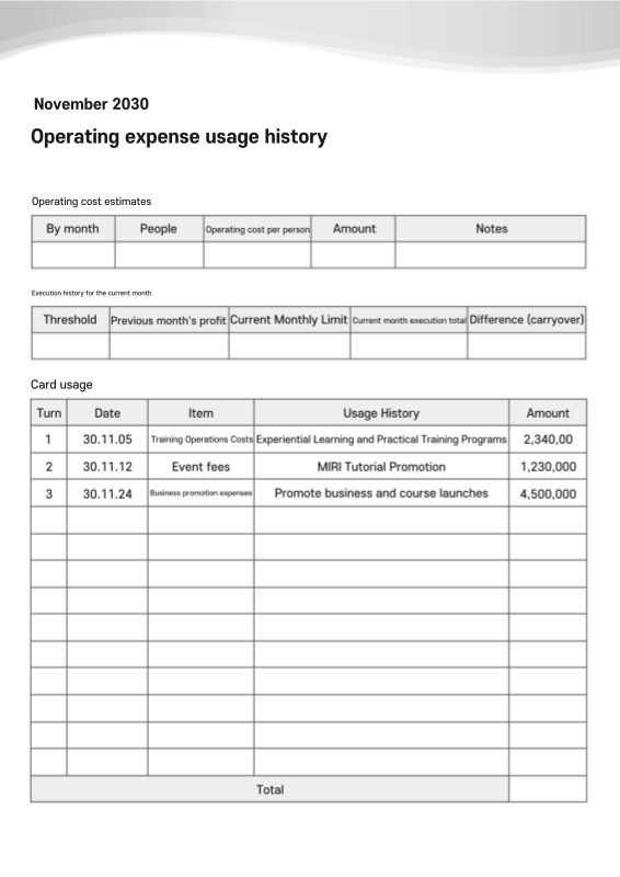 Clean, simple, gray-tone documentation of operating expenses - MiriCanvas