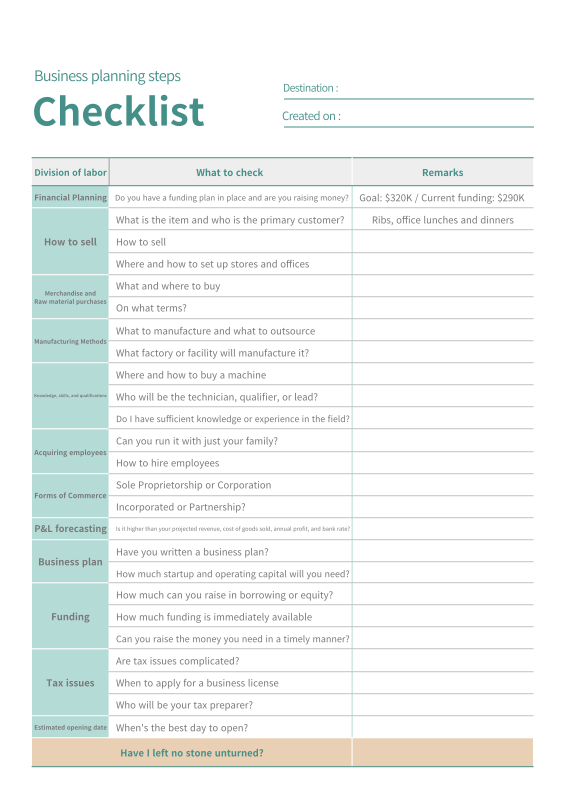 A simple, green, business-stage checklist - MiriCanvas
