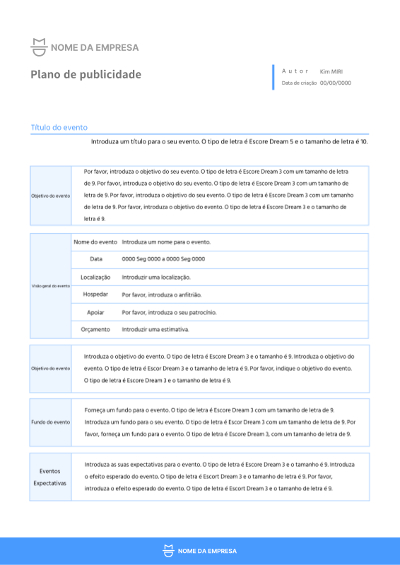 modelo de documento de plano promocional simples azul - 미리캔버스