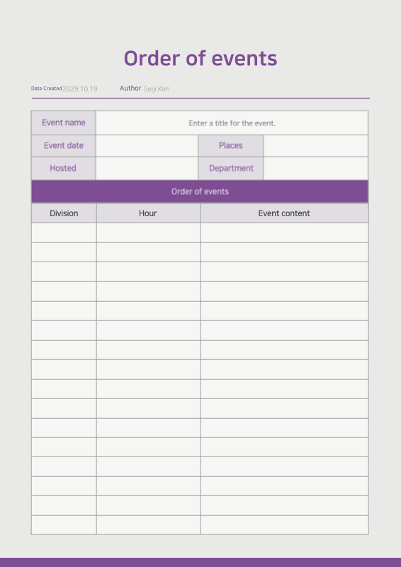 A simple, purple, event flowchart - MiriCanvas