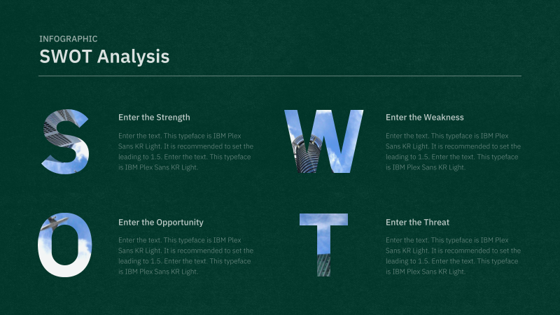 Simple textured concept SWOT chart in green and white - 미리캔버스