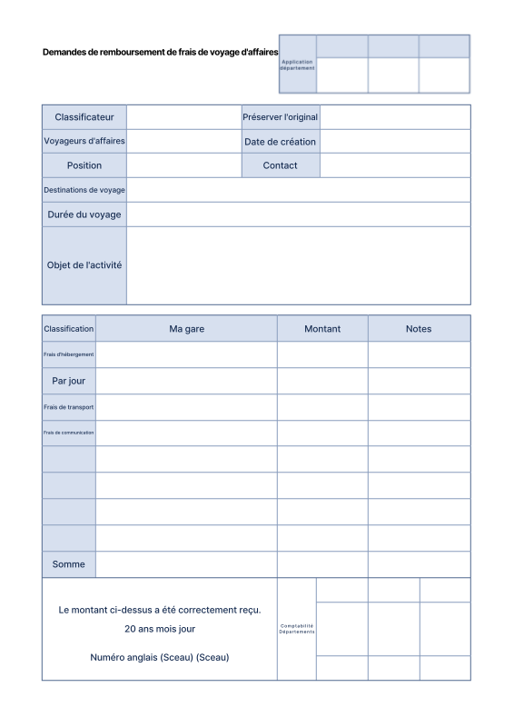 Modèle simple de document de demande de remboursement de frais et de ...
